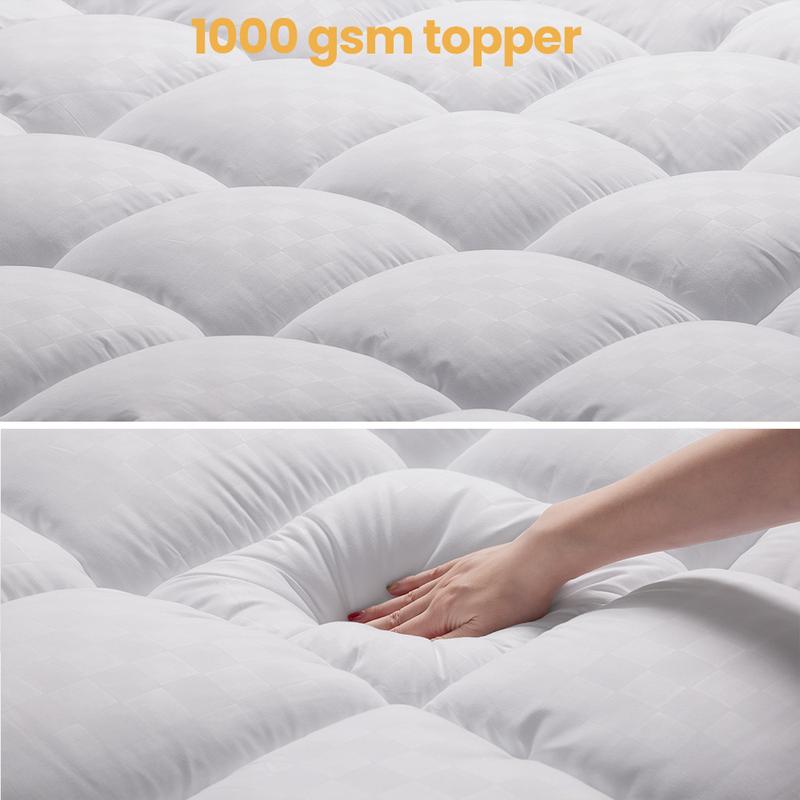 Premium Quilted 1000GSM Luxury Extra Thick Mattress Topper - Breathabl ...